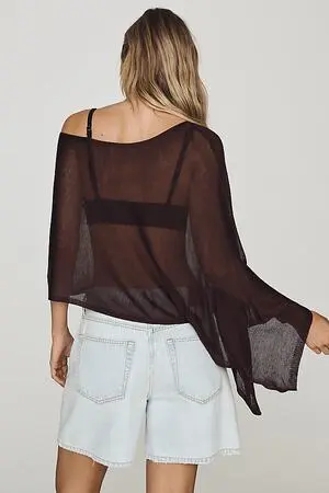 Anthropologie Sheer Knit Poncho - Chocolate