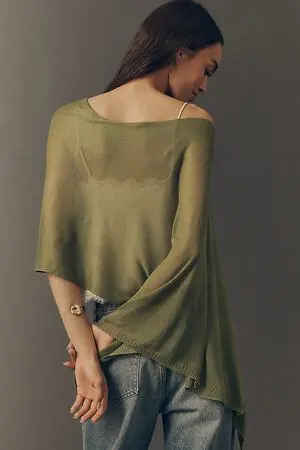 Anthropologie Sheer Knit Poncho - Green