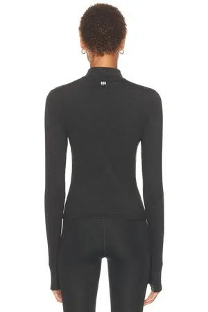 Splits59 Stevie Active Rib Half Zip Top - Heather Graphite
