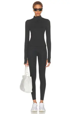 Splits59 Stevie Active Rib Half Zip Top - Heather Graphite