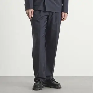 CARTER YOUNG Double Pleated Trousers In Virgin Wool Blend
