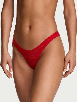 Victoria's Secret The Lacie Lace Ultra-mini Scoop Thong Panty - Red