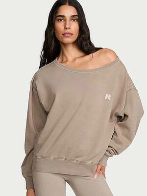 Victoria's Secret Angel Essentials Off-Duty Terry Boatneck Sweatshirt Beige