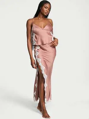 Victoria's Secret Satin Lace-trim Cami & Maxi Skirt Set - Pink