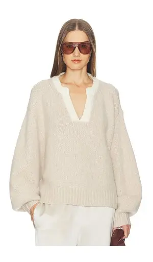 SRG Caylea Oversized V-neck Sweater - Beige