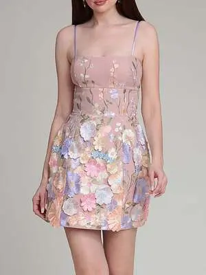 Victoria's Secret Avec Les Filles Floral Appliqué Mini Dress - Multicolored
