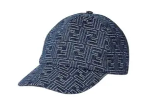 Fendi Ff Jacquard Denim Cap - Blue
