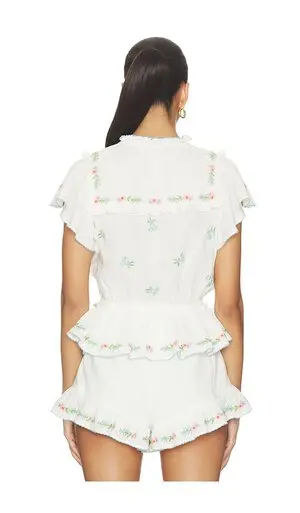 Show Me Your Mumu Embroidered Ruffle Top
