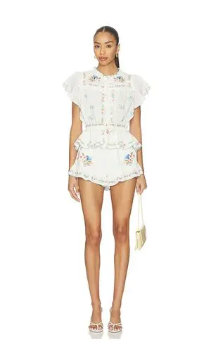 Show Me Your Mumu Embroidered Ruffle Top