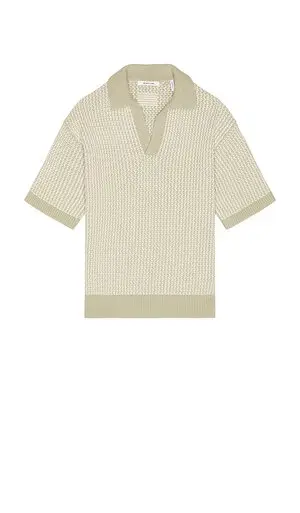 Helmut Lang Bicolor Polo In . Also - Olive