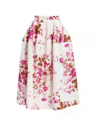 Erdem Floral-pattern A-line Skirt - Neutrals