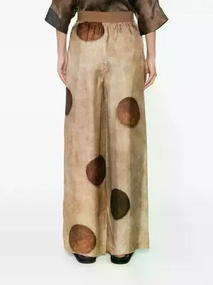 UMA WANG Pansy Dot-print Trousers - Neutrals