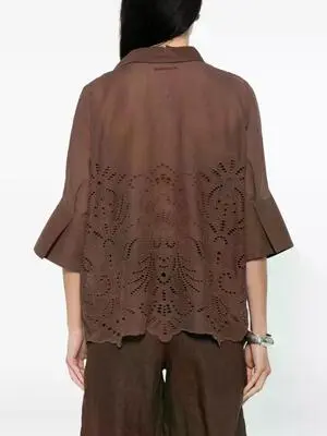 ERMANNO FIRENZE Broderie-anglaise Top - Brown