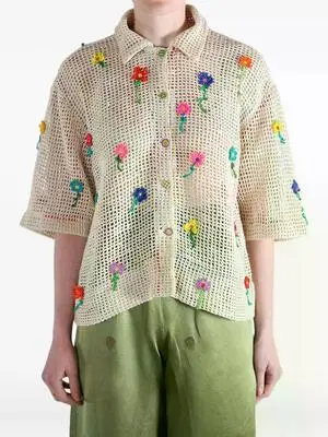 Pero Floral Crochet Knit Shirt