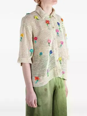 Pero Floral Crochet Knit Shirt