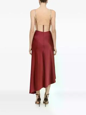 NISSA Crystal-strap Midi Dress - Red