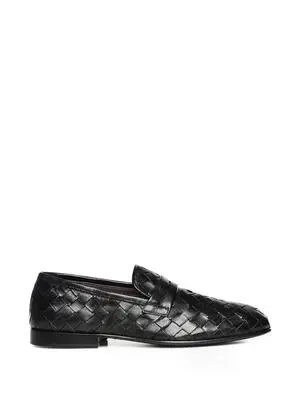 John Galliano Woven-leather Loafers - Black