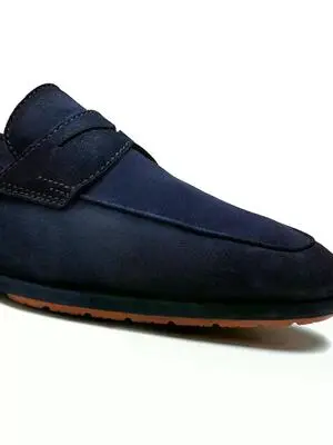 Santoni Suede Panelled Loafers