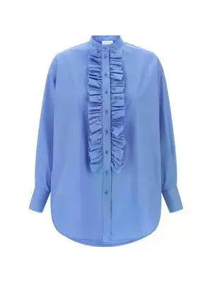 NUDE Mandarin-collar Ruffled Shirt