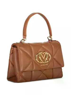 Moschino Quilted Tote Bag With Logo - Brown