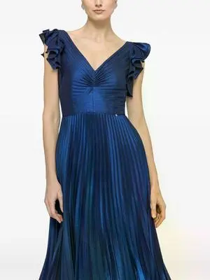 NISSA Ruffled Pleated Midi Dress