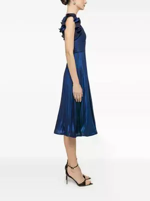 NISSA Ruffled Pleated Midi Dress