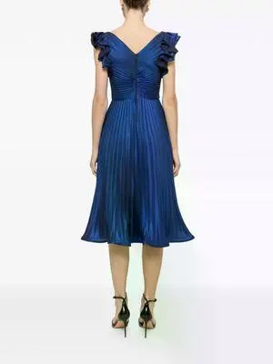 NISSA Ruffled Pleated Midi Dress
