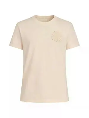 Sandro Cotton Crochet Flower T-shirt - Neutrals