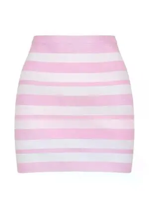 Herve Leger Striped Mini Skirt