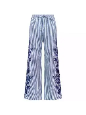 Malìparmi Striped Embroidered Trousers - Blue