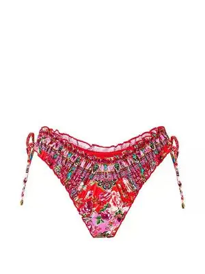 Camilla Ruched Tie-detail Bikini Bottom - Red