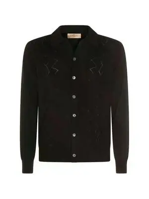 PIACENZA CASHMERE 1733 Geometric-pattern Cardigan - Black