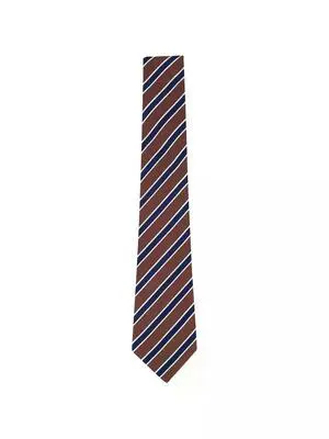 Zegna Striped Neck Tie - Brown