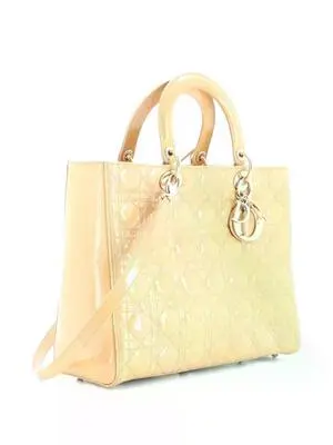 Dior Lady Large Cannage Quilt Satchel - Neutrals