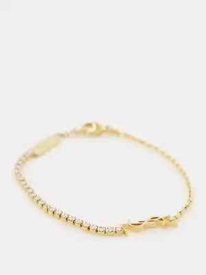 Saint Laurent Metal And Rhinestone Cassandre Charm Bracelet - Gold
