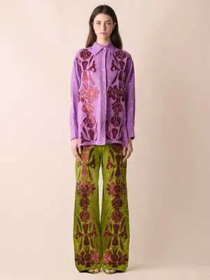 PAULA Sequin-embroidered Straight Leg Pants