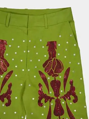 PAULA Sequin-embroidered Straight Leg Pants