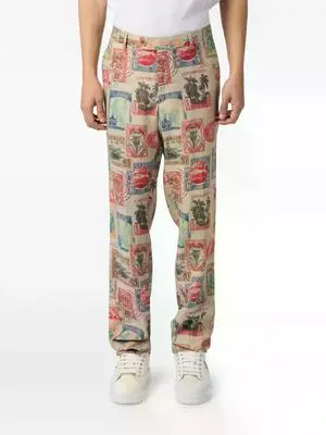 BILLIONAIRE Printed Linen Trousers