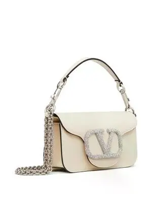 Valentino Garavani Locò Small Shoulder Bag With Jewel Logo - Neutrals