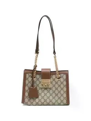 Gucci Gg Canvas Padlock Shoulder Bag - Neutrals