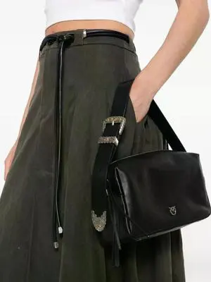 Pinko Logo Buckle Shoulder Bag - Black