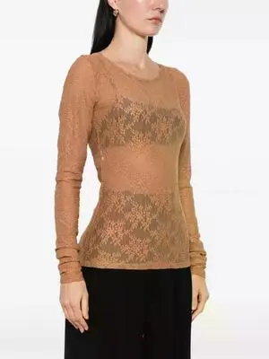 Imperial Lace Long-sleeve Top - Neutrals
