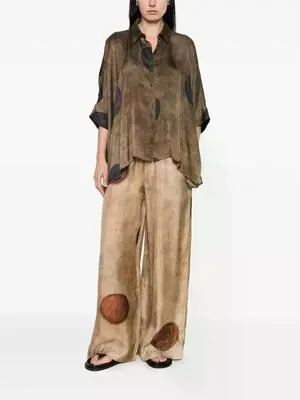 UMA WANG Pansy Dot-print Trousers - Neutrals