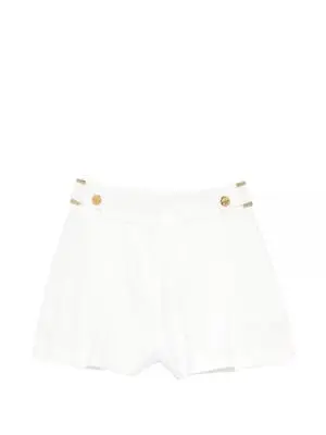 ELISABETTA FRANCHI Elisabetta Franchi Ivory Button Detail Pleated Shorts