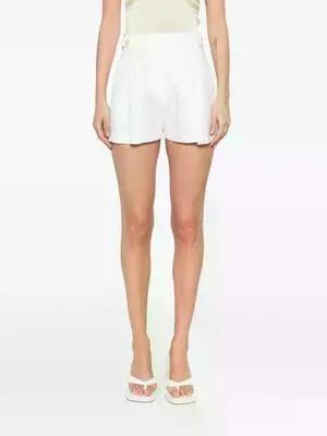 Elisabetta Franchi Ivory Button Detail Pleated Shorts