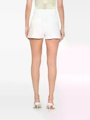 Elisabetta Franchi Ivory Button Detail Pleated Shorts