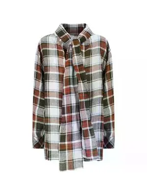 MARBELL Kendall Plaid Blouse With Tie Detail