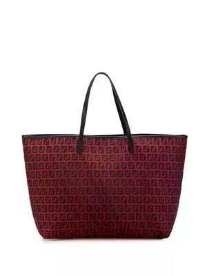 Fendi 2000-2010 Medium Zucchino Canvas Roll Tote Bag - Red