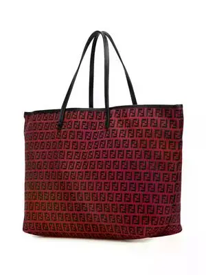 Fendi 2000-2010 Medium Zucchino Canvas Roll Tote Bag - Red