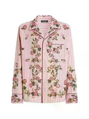 Dolce & Gabbana Cotton And Silk Vanity Shirt With Embroidery - Pink